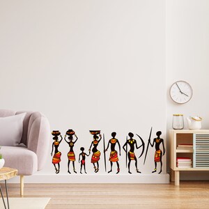 African Tribe Wall Art Vinyl Sticker, African Style Wall Mural Decor ...