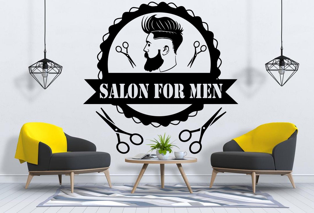 Barber Wall Decal Gentlemen’s Barber Shop Wall Decor Man Salon Haircut ...
