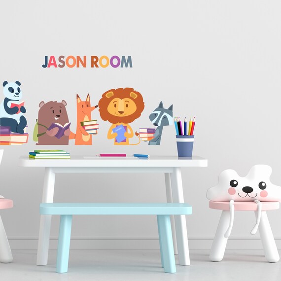 Library Animals Wall Art Decals Library Wall Decal Education - Etsy