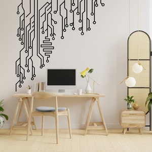Circuit Board Wall Decal, Technology Vinyl Wall Art Decals, Gamer Room ...