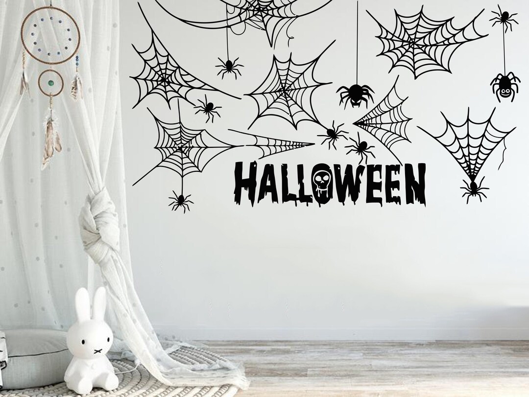 Halloween Wall Decals, Halloween Decorations, Spider Web Scary Castle ...