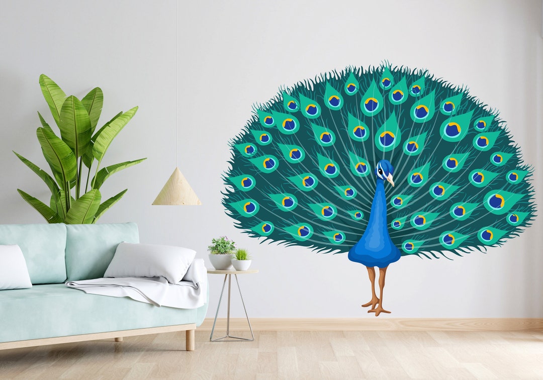 Peacock Vinyl Wall Peacock Feathers Wall Decal Birds Wall Decor Vinyl ...