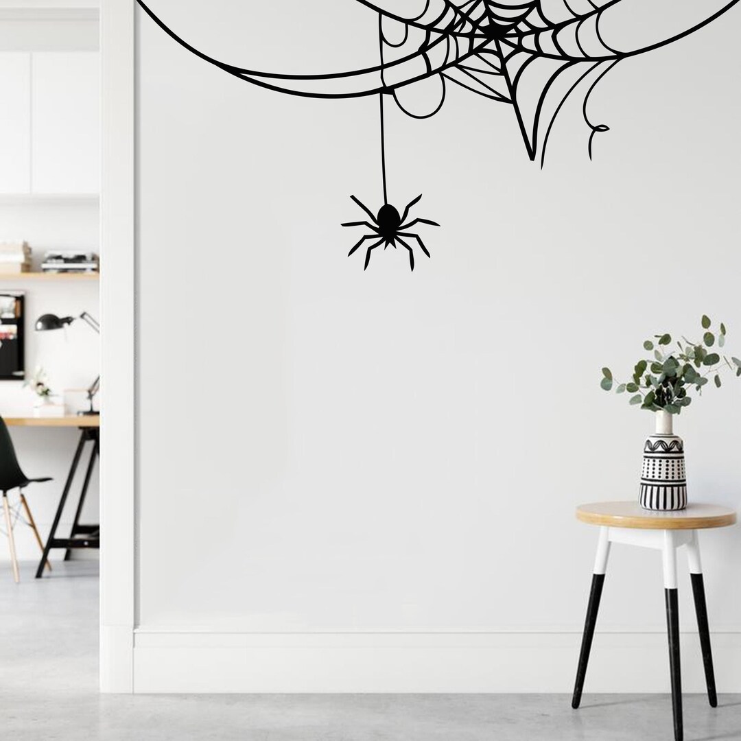 Spider Web Wall Decal Decor Funny Scary Vinyl Art Decor Spider Web Wall ...