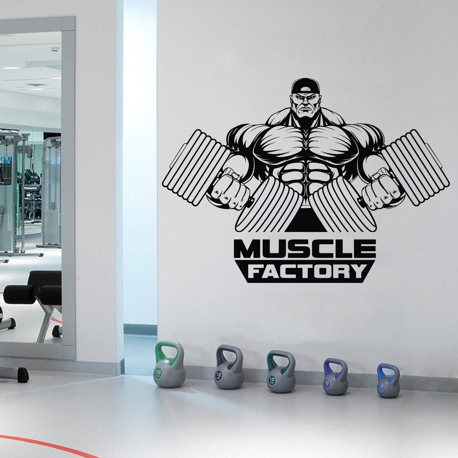 Gym Wall Stickers Muscle Factory Fitness Workout Wall Decal | Etsy