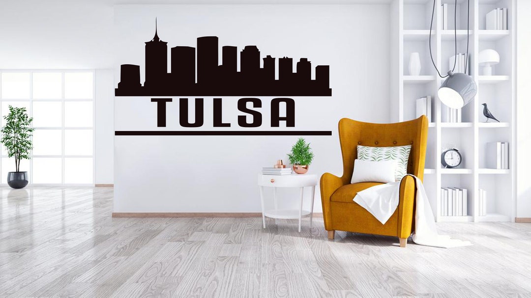 Tulsa City Skyline Wall Decal Vinyl Sticker City Tulsa Oklahoma Wall ...