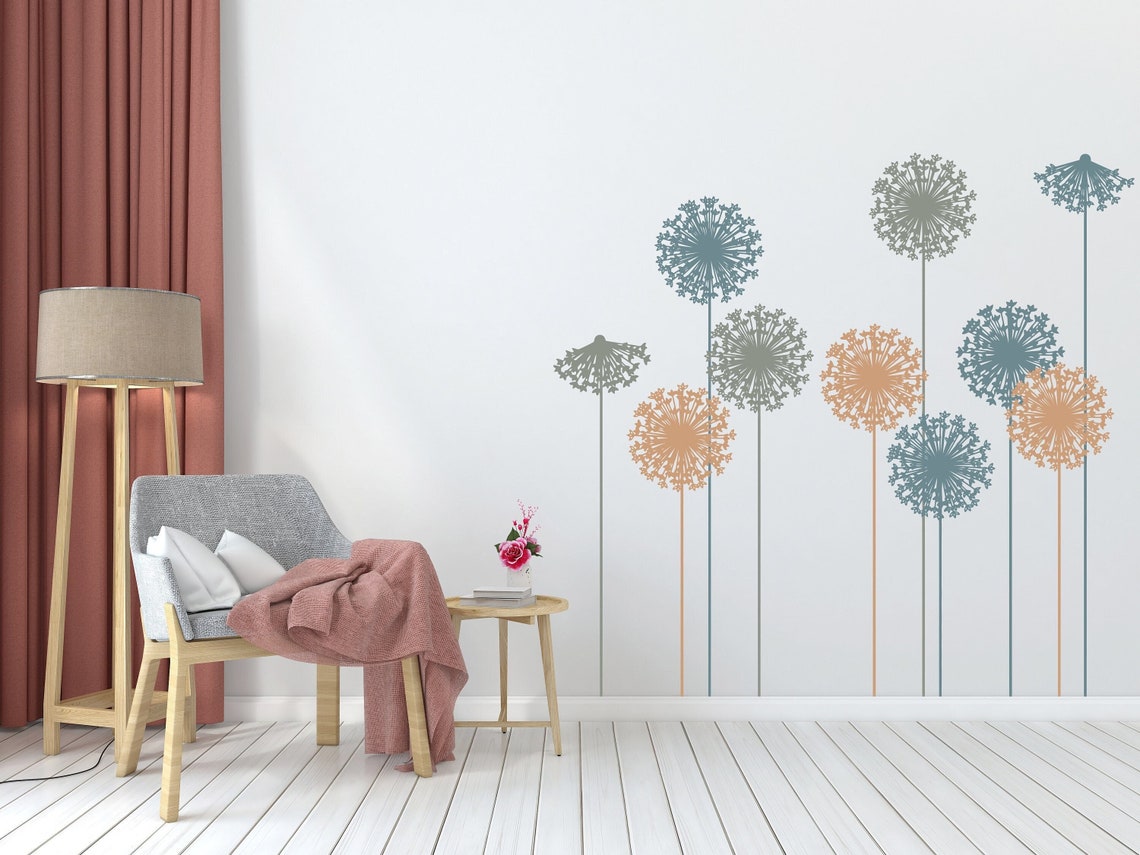 Dandelion Wall Art Decal Flowers Wall Decal Dandelion Flower - Etsy