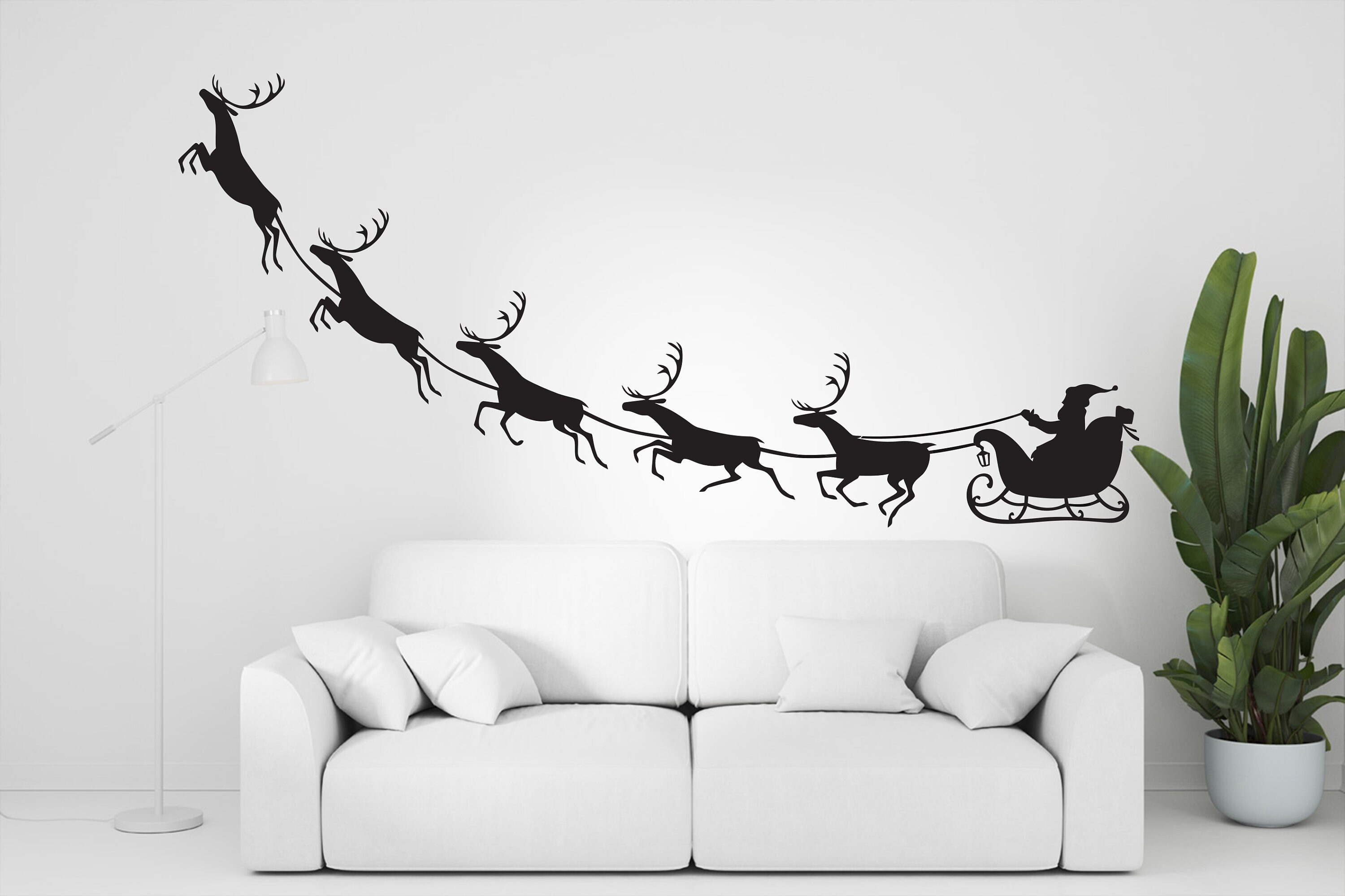 Santa Sleigh And Reindeer Wall Art at Dorothy Bufkin blog