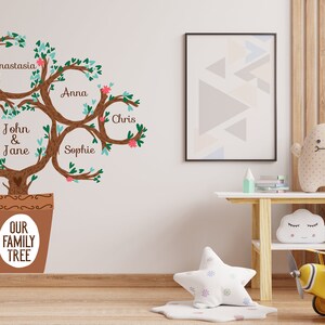 Family Tree Wall Decal - Family Names Tree Decal - Large Family Tree ...
