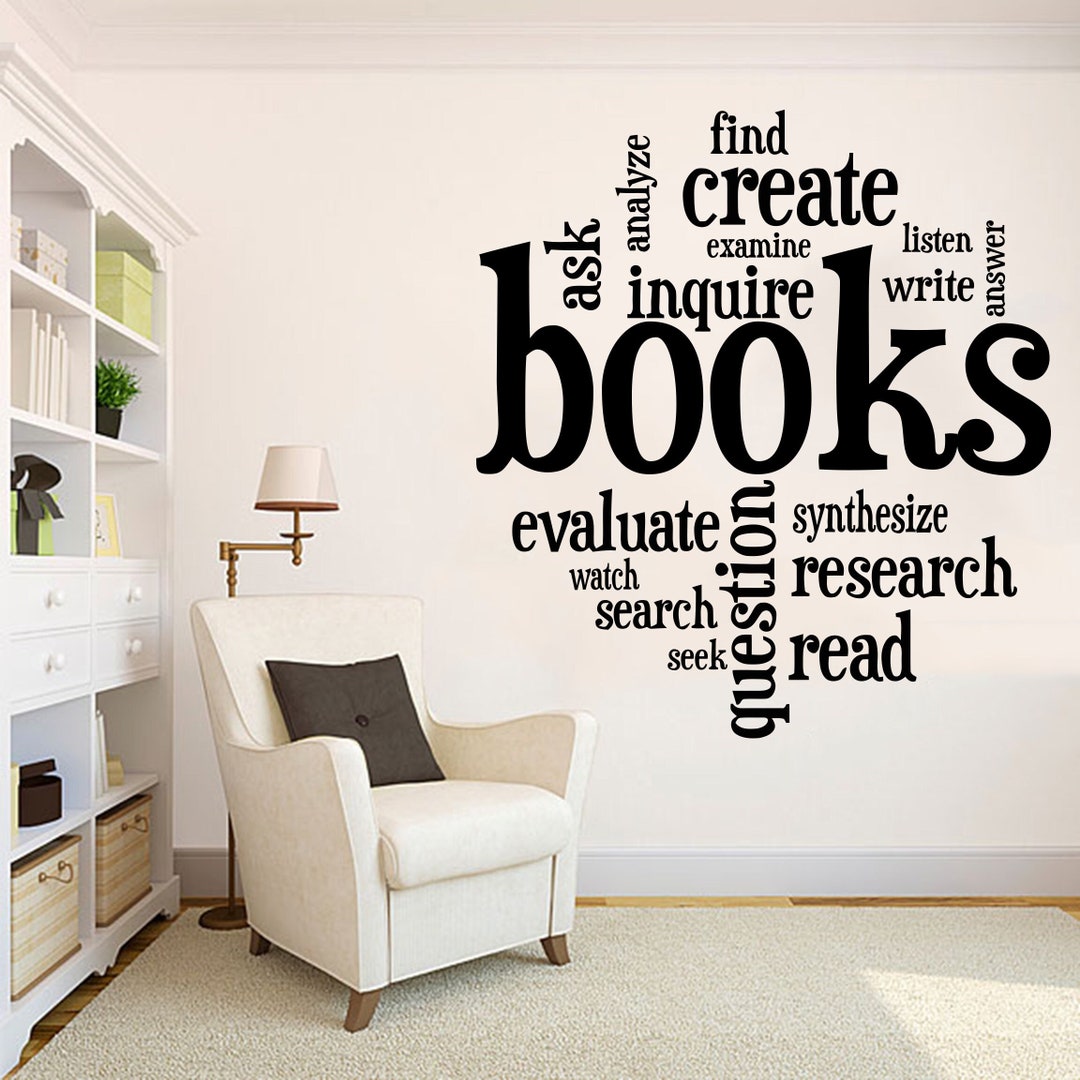 Library Vinyl Wall Art Decal, Library Wall Decal, Education Decals ...