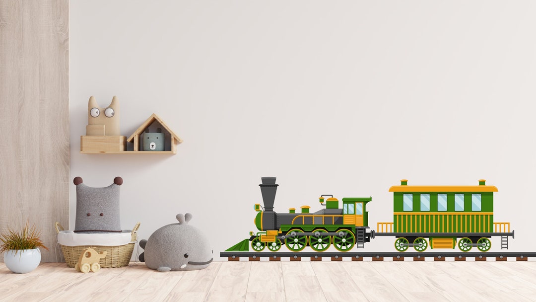 Train Wall Decal Vinyl Steam Locomotive Vintage Decal Railroad Track ...