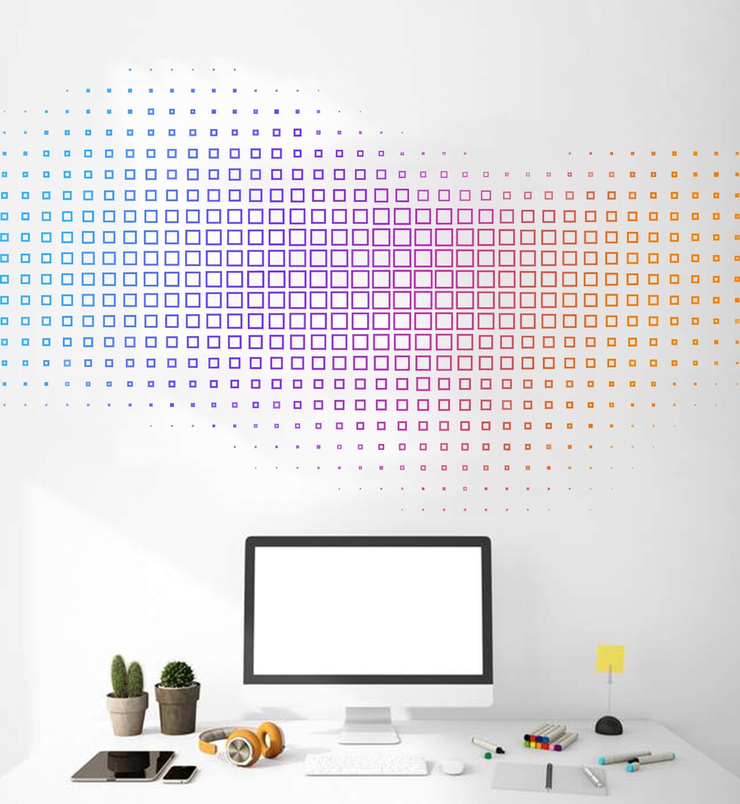 Colored Squares Wall Decal-square Wall Sticker Office Decor-geometric ...