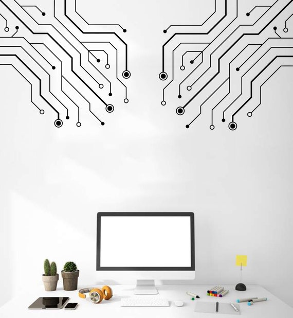 Circuit Board Wall Decal Technology Vinyl Wall Art Decals - Etsy