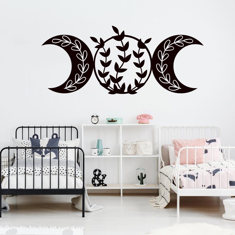Floral Crescent Moon Decor Moon Wall Decal Moon Shine - Etsy