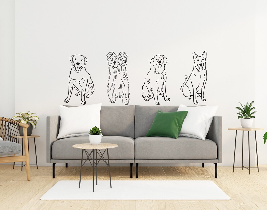 Dogs Line Art Wall Decal, Grooming Wall Decor, Veterinary Decals, Pet ...
