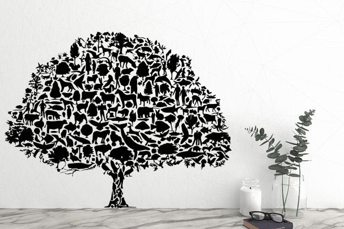 Biodiversity Wall Decal Wild Life Stickers Wall Art Decor Tree - Etsy