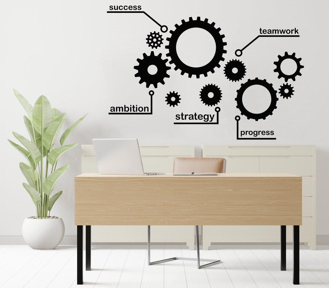 Work Office Gear Wall Decal Business Wall Decal Decoration - Etsy