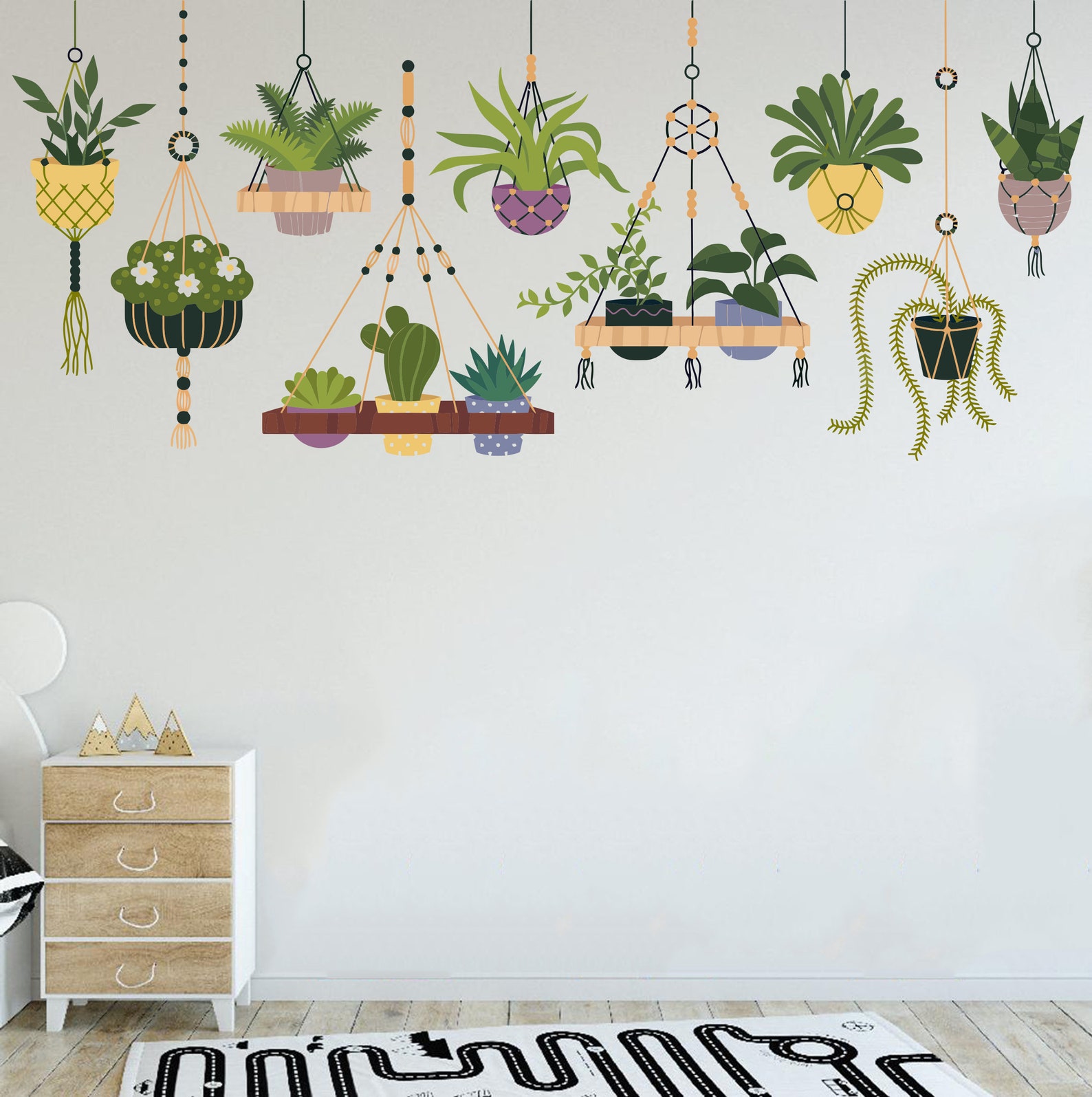 Hanging Plants in Pots Wall Vinyl Sticker Decal Plants Wall - Etsy