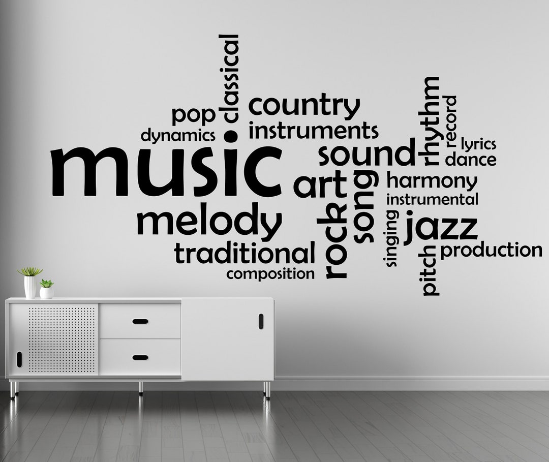 Music Wall Art Decal, Music Quotes Music Words Wall Decor, Music Wall ...