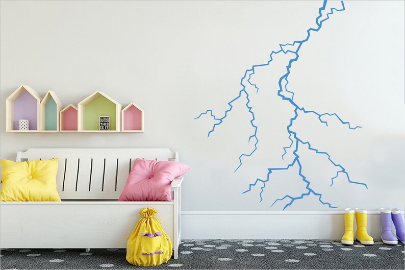 Lightning Bolt Wall Decals Sticker Lightning Strike Wall - Etsy