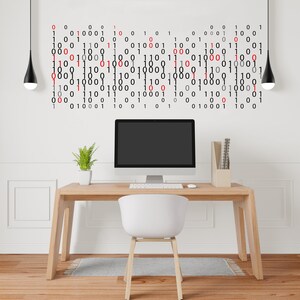 Binary Code Wall Decal, Technology Vinyl Wall Art Decals, Gamer Room ...