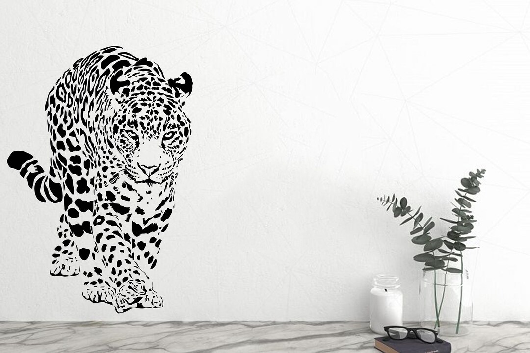 Leopard Walking Wall Decals Cheetah Wall Art Stickers Animals Wall ...