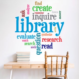 Library Vinyl Wall Art Decals, Library Wall Decal, Education Decals ...