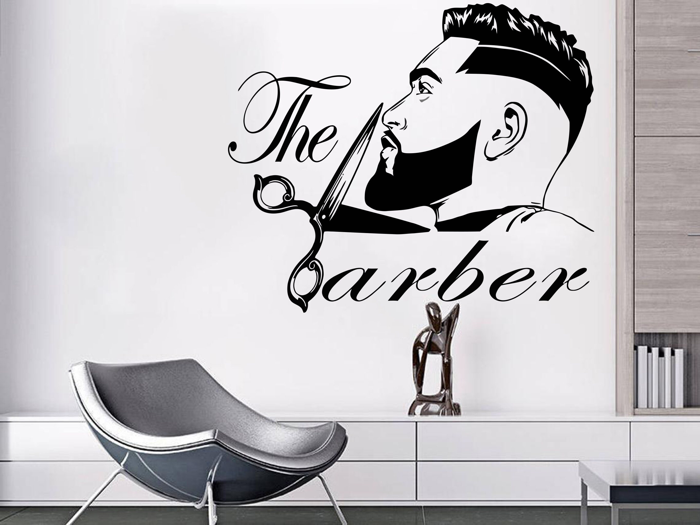 Barber Wall Decal Gentlemens Barber Shop Wall Decor Man Salon | Etsy