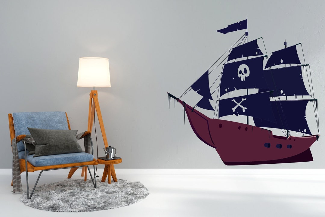 Pirate Ship Wall Decal, Pirate Vinyl Wall Vinyl Decal, Boys Bedroom ...