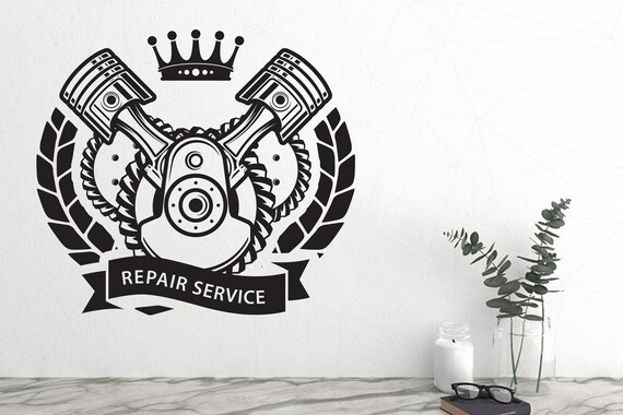 Auto Service Wall Vinyl Car Service Stickers Art Garage Wall | Etsy