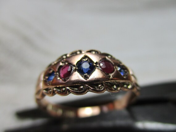 Antique{Birmingham 1911} 9ct Solid Rose Gold 5-Stone … - Gem Antique{Birmingham 1911} 9ct Solid Rose Gold 5-Stone … - Gem