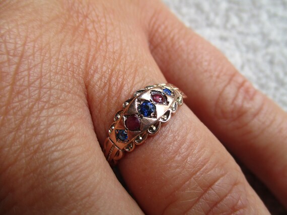 Antique{Birmingham 1911} 9ct Solid Rose Gold 5-Stone … - Gem Antique{Birmingham 1911} 9ct Solid Rose Gold 5-Stone … - Gem