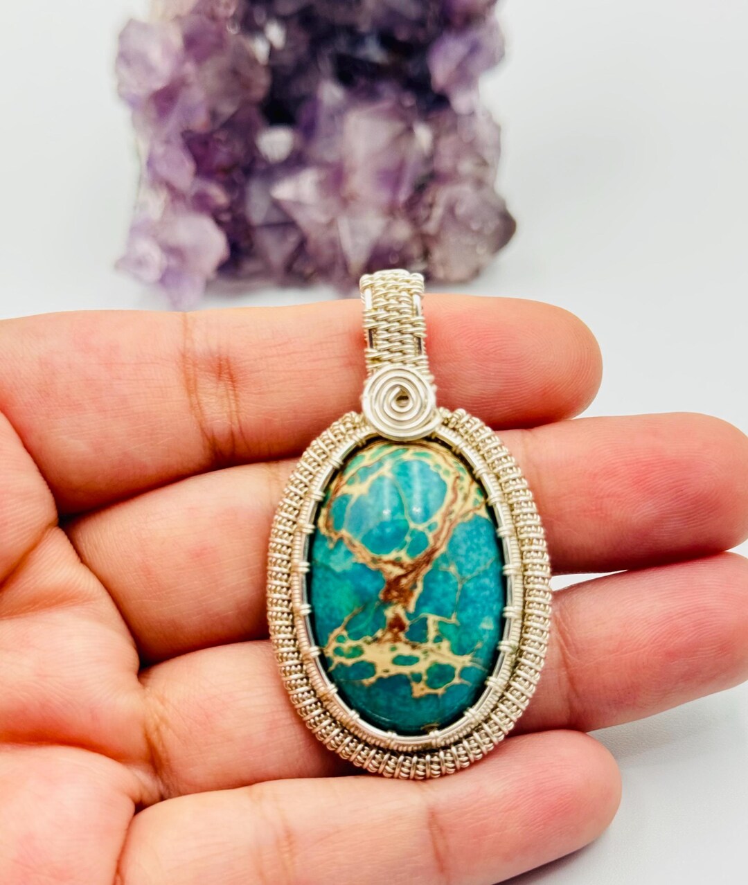 Handmade Silver Wire Wrapped Variscite Pendant – Artisan Gemstone ...