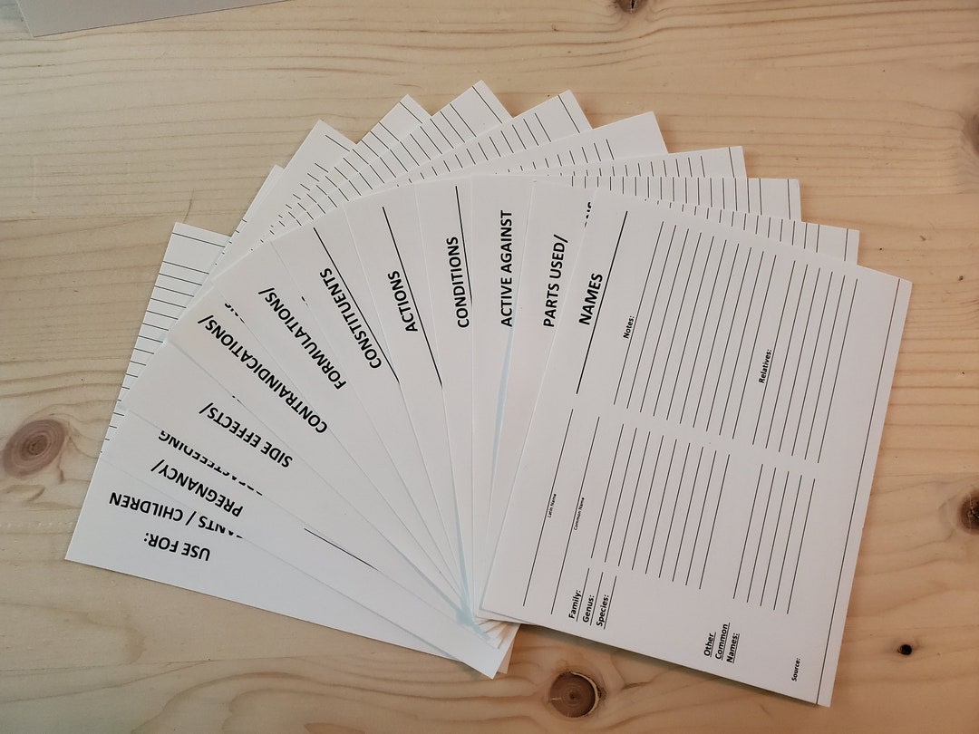 Materia Medica Cards / Herbal Study Cards - Etsy