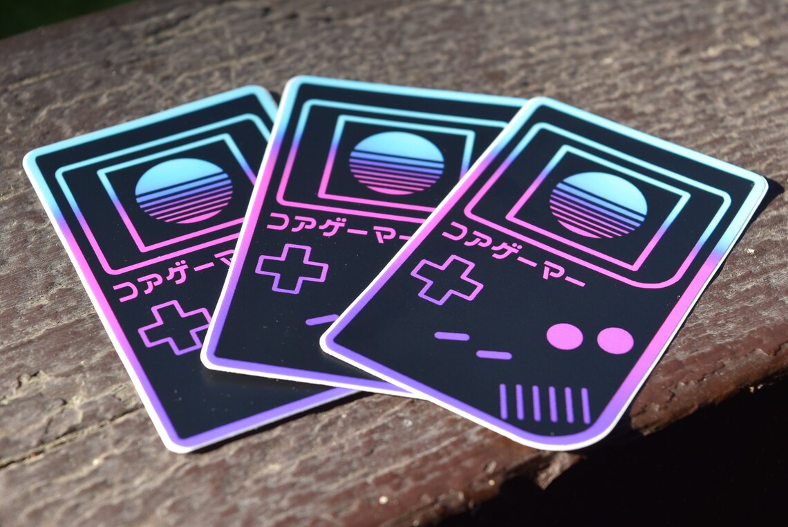Neon Game Boy Vinyl Decal | Etsy