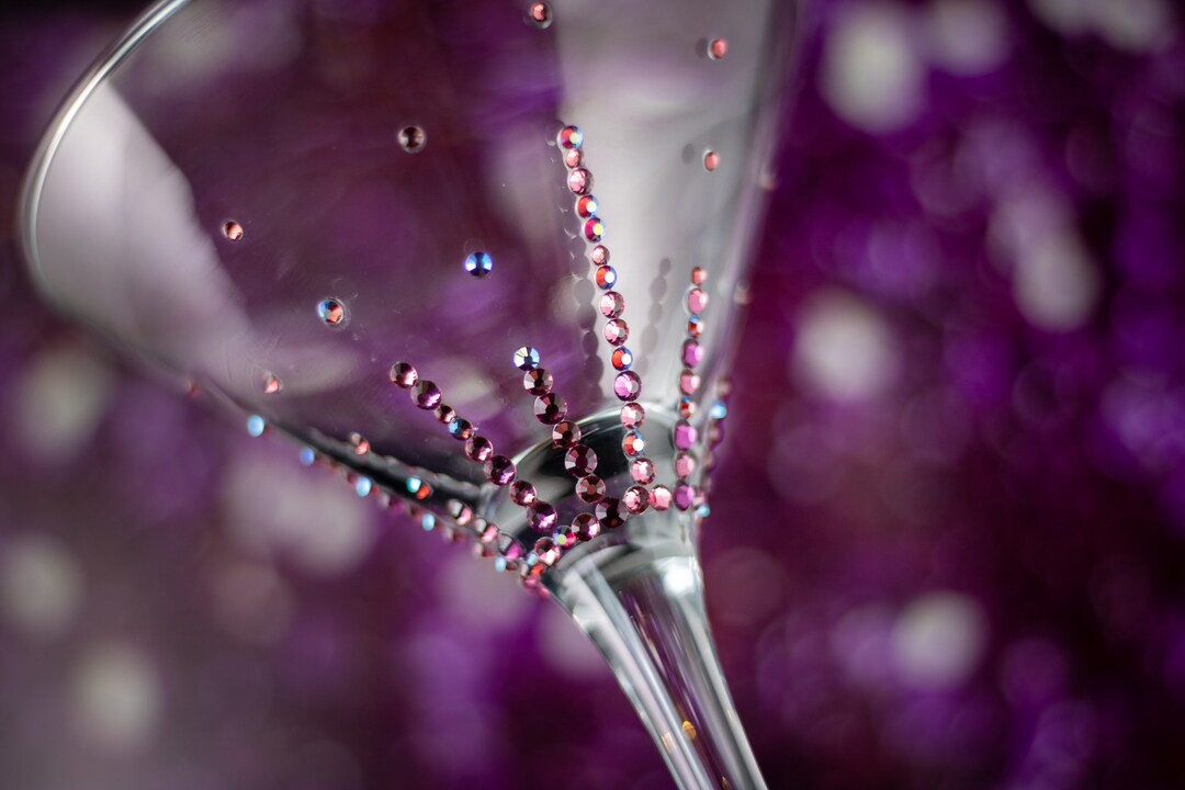 Cascading Lines Rhinestone Bling Cocktail Glass - Etsy