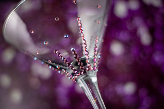 Cascading Lines Rhinestone Bling Cocktail Glass | Etsy