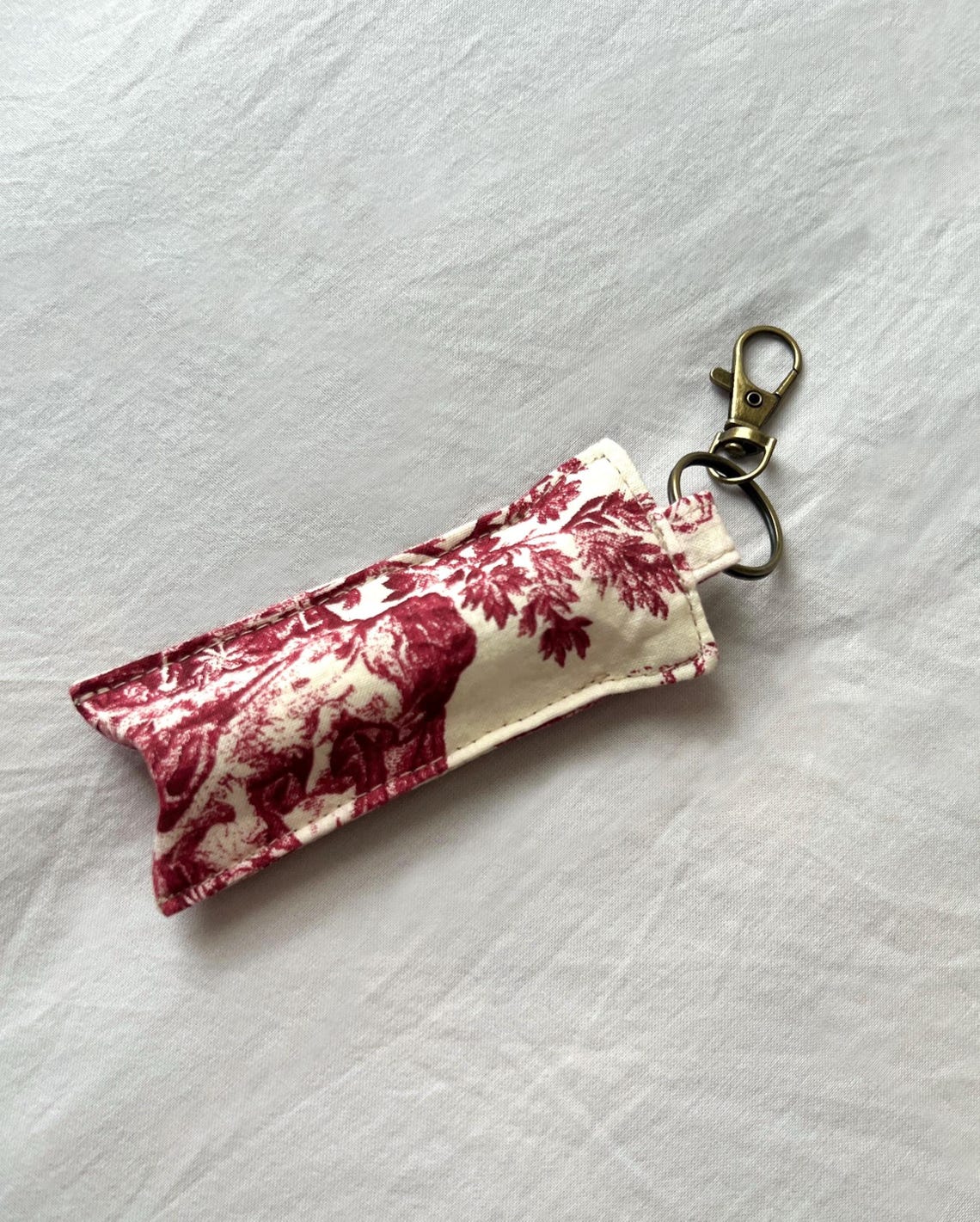 Red/beige Rustic Toile De Jouy Lipstick | Chapstick | Lip Balm | Travel ...