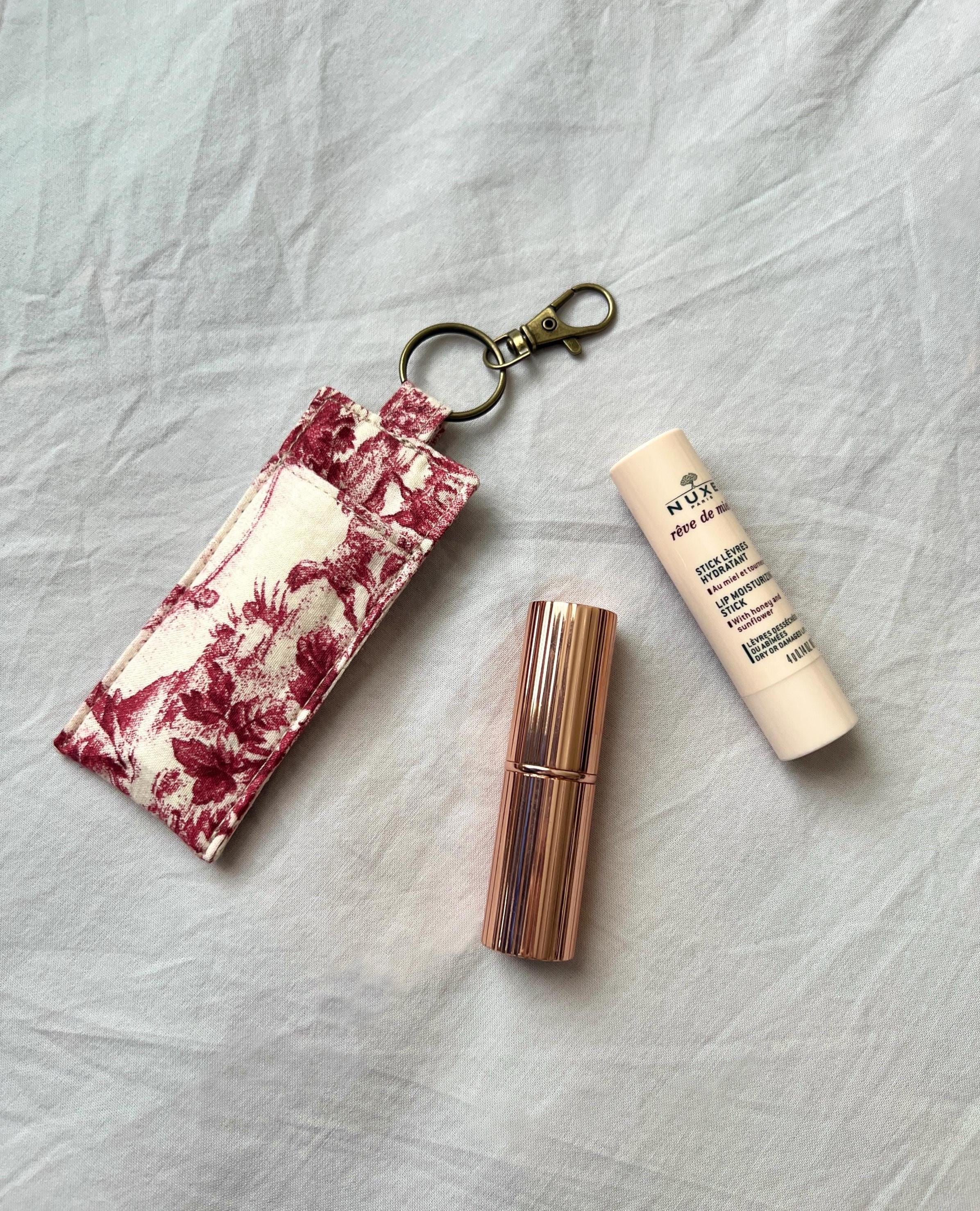 Red/beige Rustic Toile De Jouy Lipstick | Chapstick | Lip Balm | Travel ...