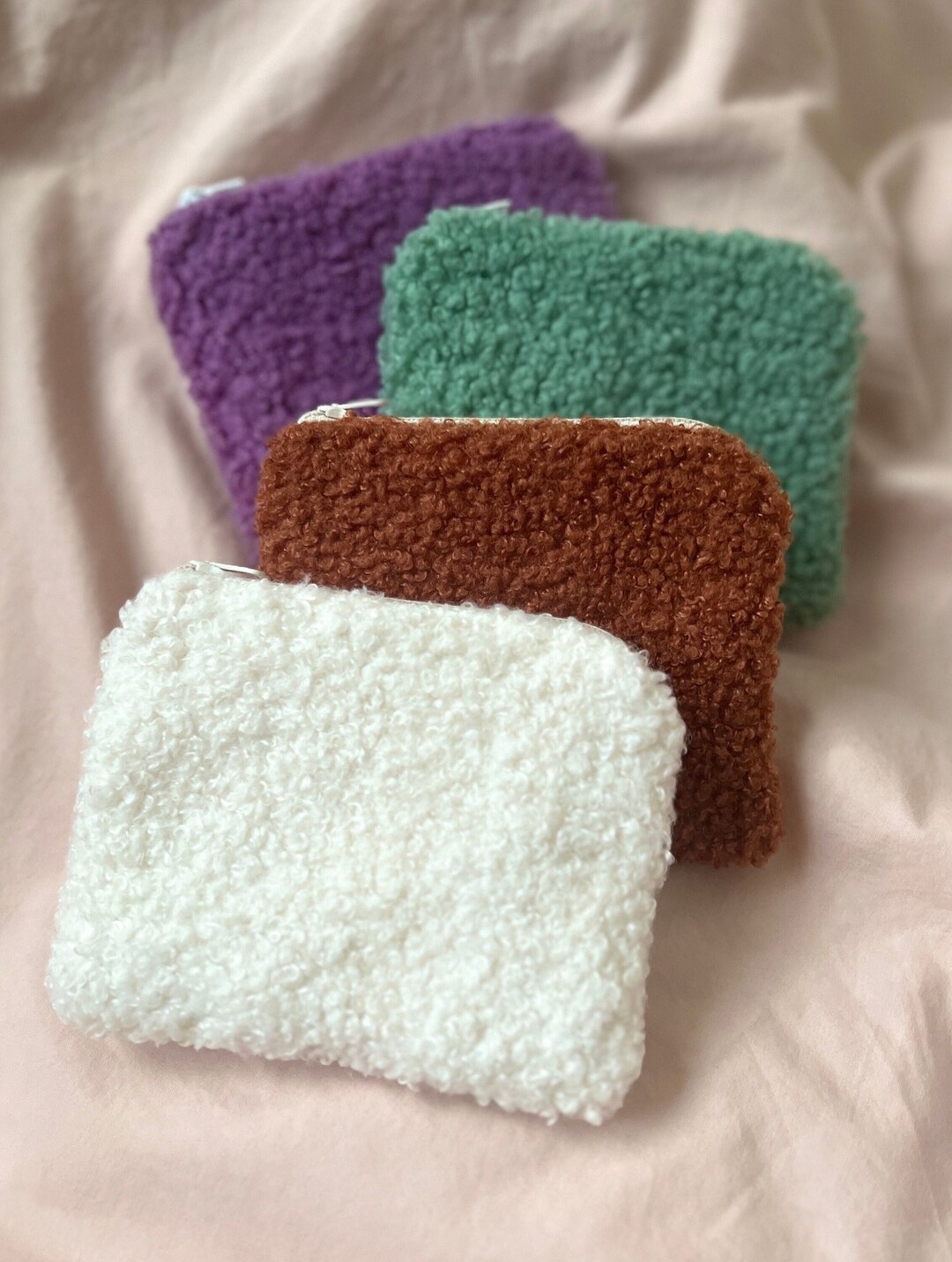 Bouclé Teddy | Cotton Blend Coin Purse | Credit Card Holder Wallet ...