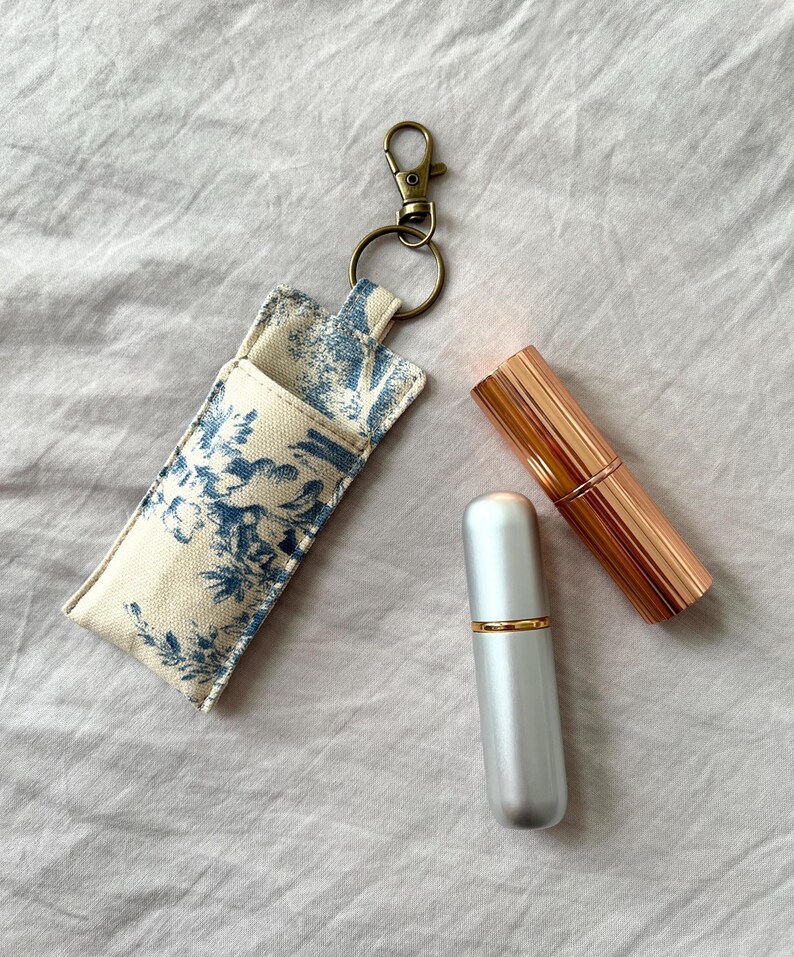Blue/beige | Pink/ivory Cotton Canvas Toile De Jouy Lipstick/chapstick ...