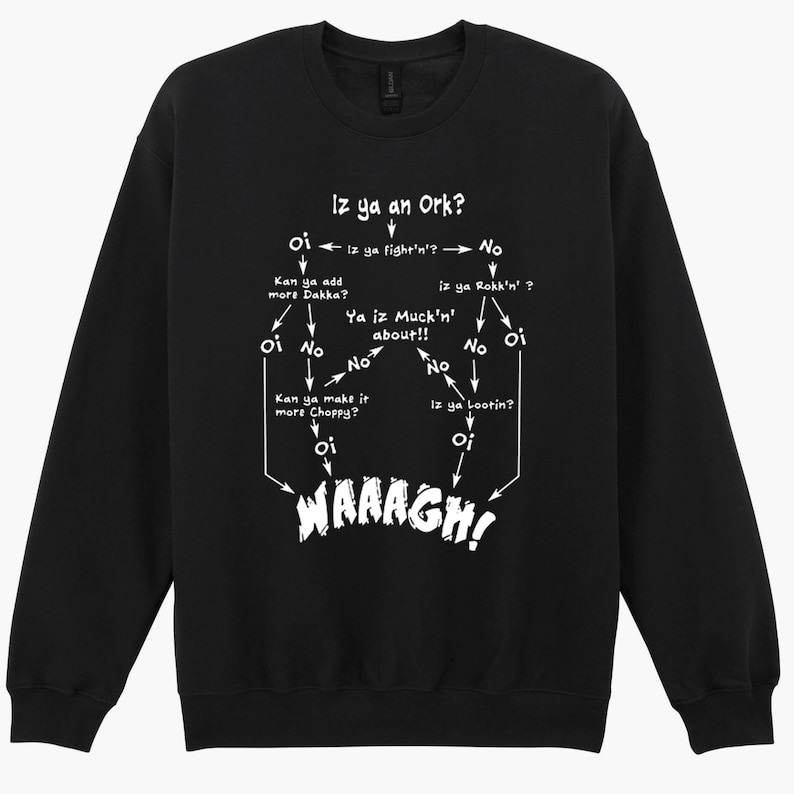Ork Flow Chart Waagh Decision Decishun Fingy Funny Gift Tote Bag Black ...