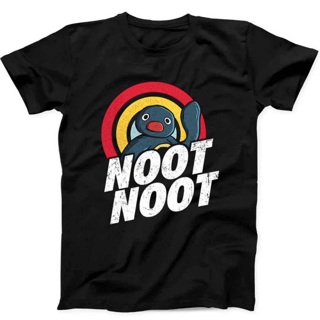 Noot Noot Pingu Rainbow Cartoon Anime Manga Funny Gift Tee Black T ...