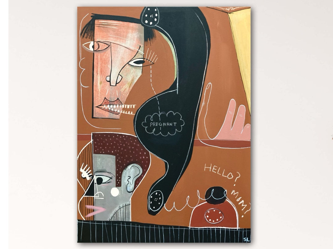 Hello? Mom? • Original Painting • Folk Art • - Etsy