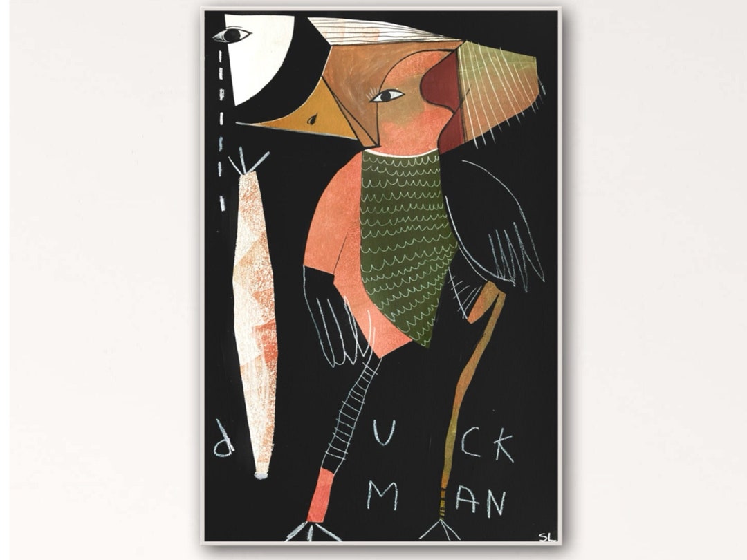 Duck Man • Outsider • Acrylic Painting • Original Art • - Etsy