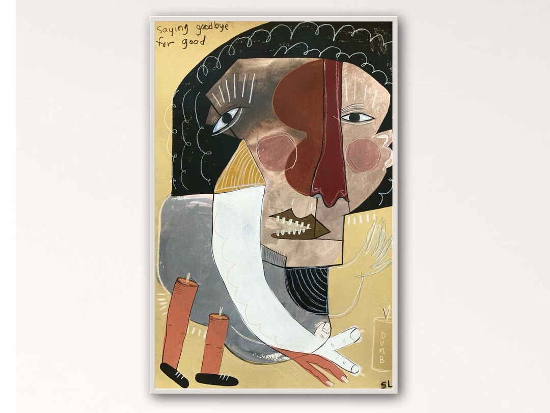 Saying Goodbye for Good • Mixed Media • Painting • Original Folk Art ...