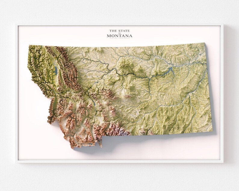 Montana Hydrologic Map Stream Order Visualization With | Etsy
