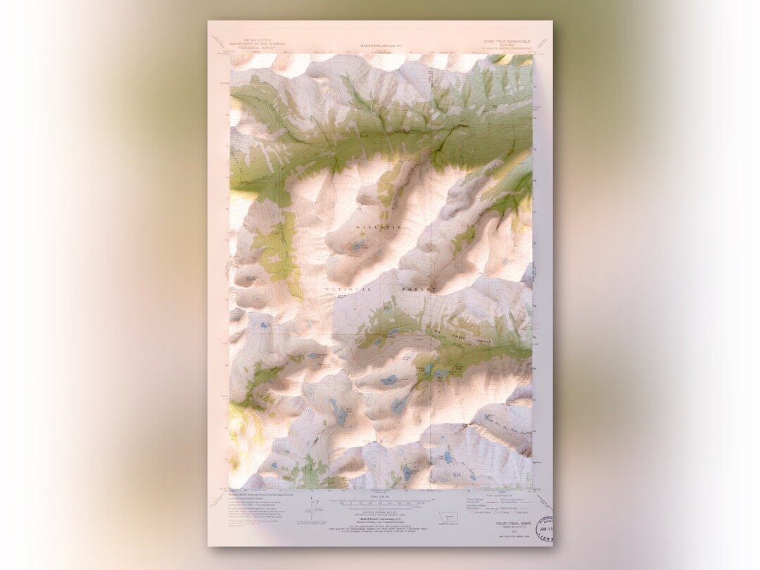 Crazy Mountains, Montana (1972) - Historic USGS “crazy Peak” Quad ...