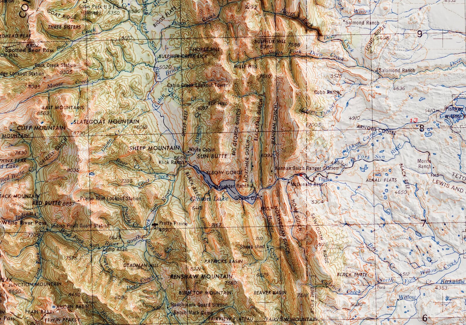 Bob Marshall Wilderness & Vicinity (1956) - Historic Montana USGS ...