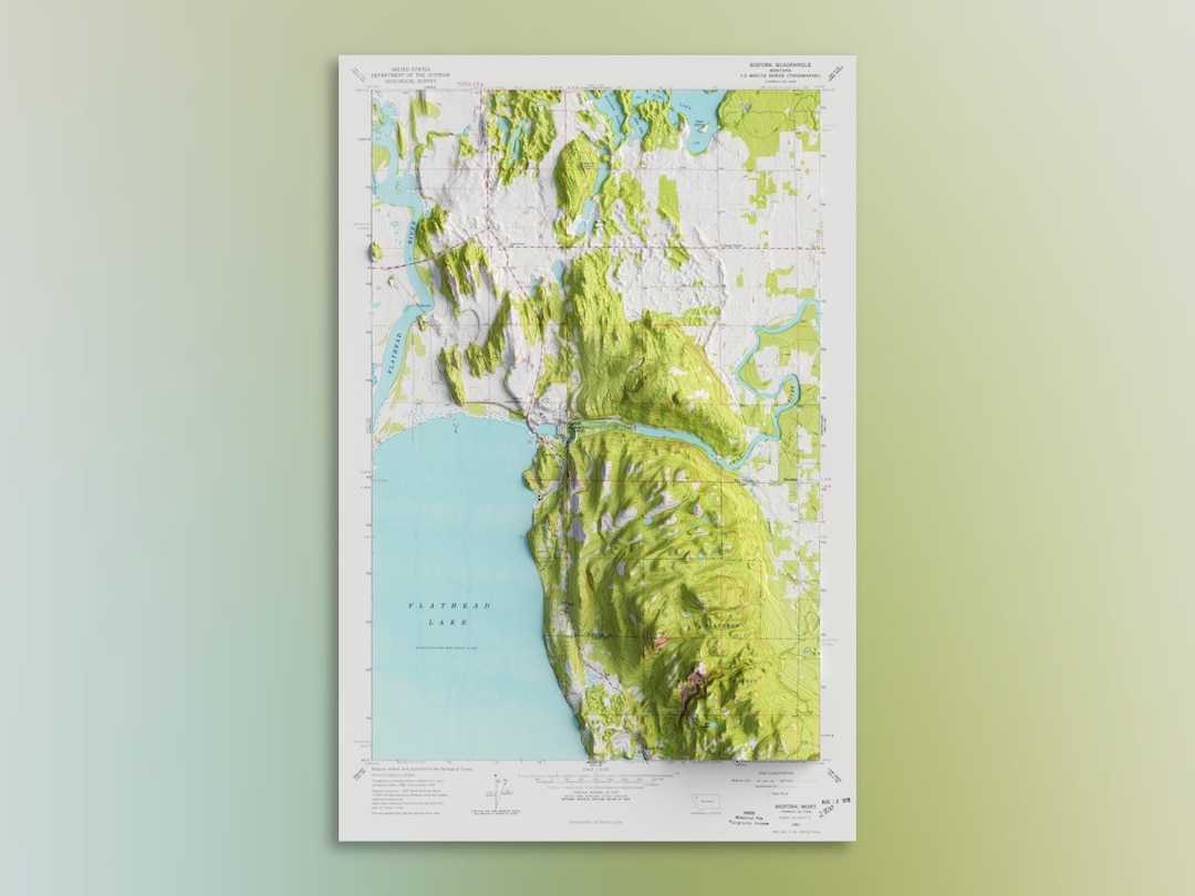 Bigfork Montana Map Print: Flathead Lake Vintage USGS Cartography - Etsy