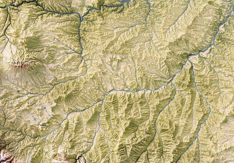 Montana Hydrologic Map Stream Order Visualization With | Etsy